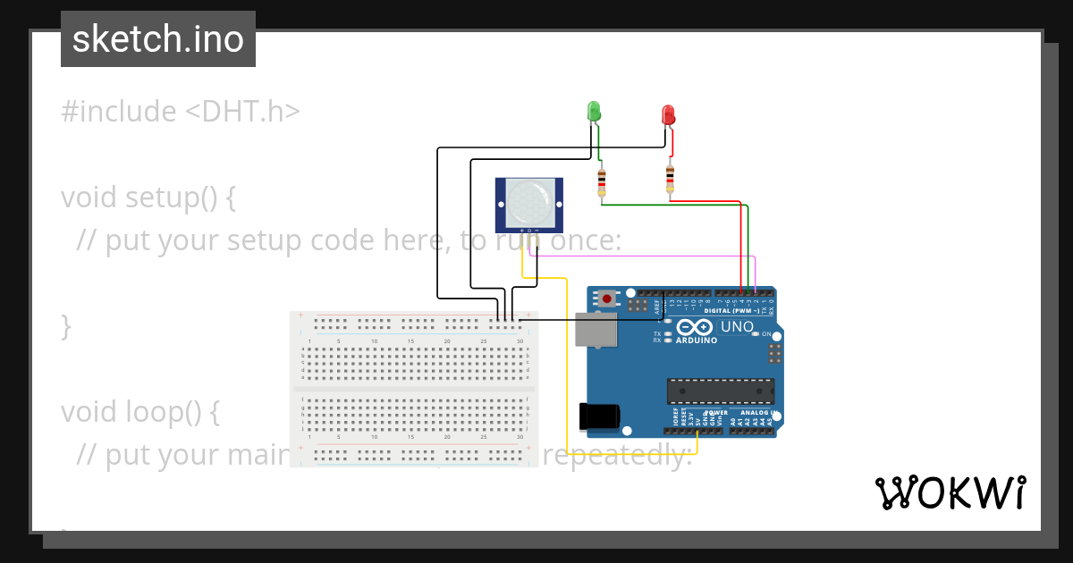 Sensor gerak - Wokwi ESP32, STM32, Arduino Simulator