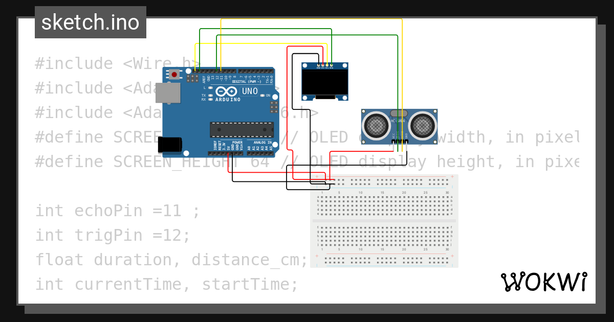 Oledarduino With Distance Sensor Wokwi Esp32 Stm32 Arduino Simulator 3219