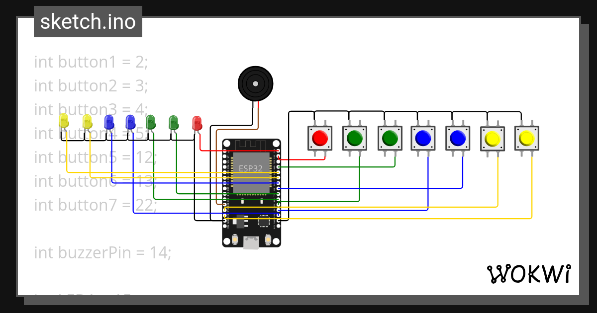 6 Player Buzzer - Wokwi ESP32, STM32, Arduino Simulator