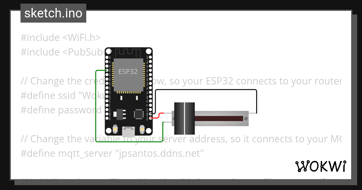 MQTT ADC Potenciometro - Wokwi ESP32, STM32, Arduino Simulator