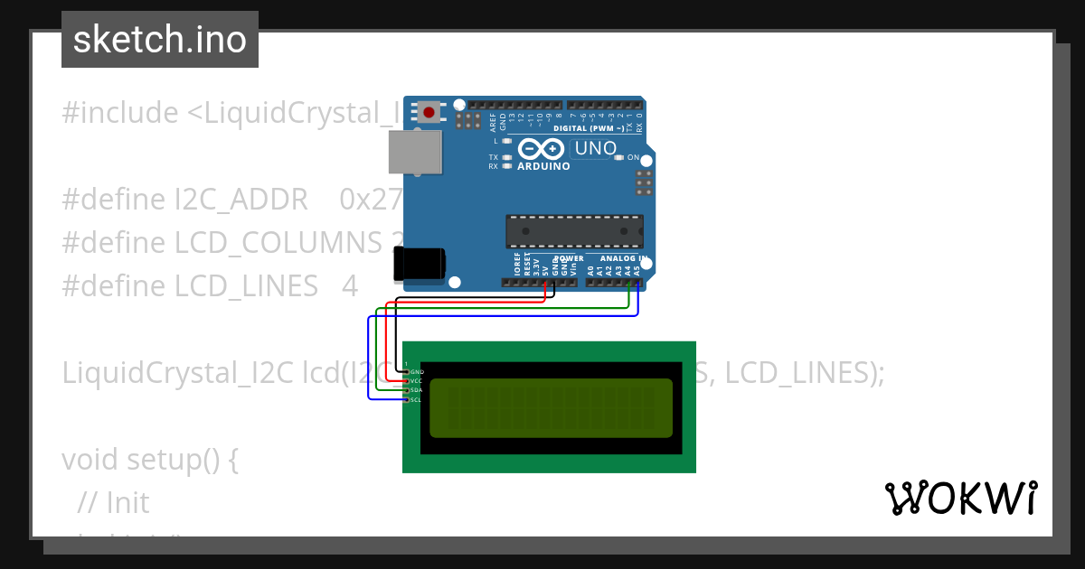 running lcd - Wokwi ESP32, STM32, Arduino Simulator