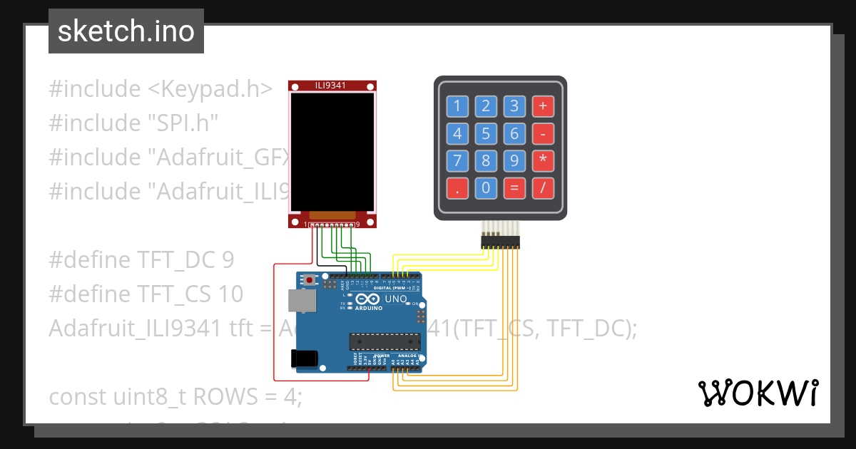 TFT keypad - Wokwi ESP32, STM32, Arduino Simulator