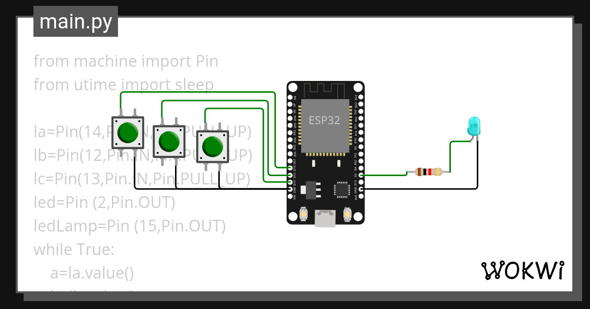 3 Botones Wokwi Esp32 Stm32 Arduino Simulator 