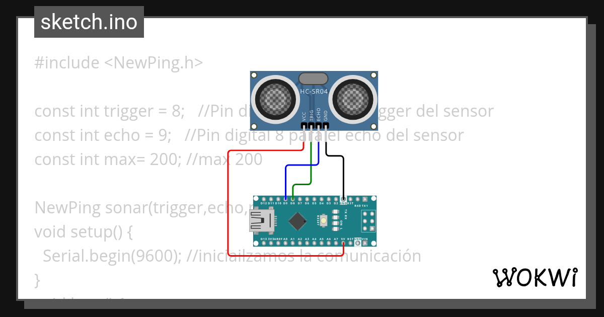 Sensor de distancia por Ultrasonidos HC04 - Wokwi ESP32, STM32, Arduino Simulator