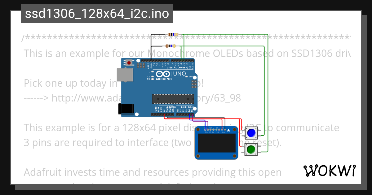 ssd1306_128x64_i2c.ino Layout1 - Wokwi ESP32, STM32, Arduino Simulator