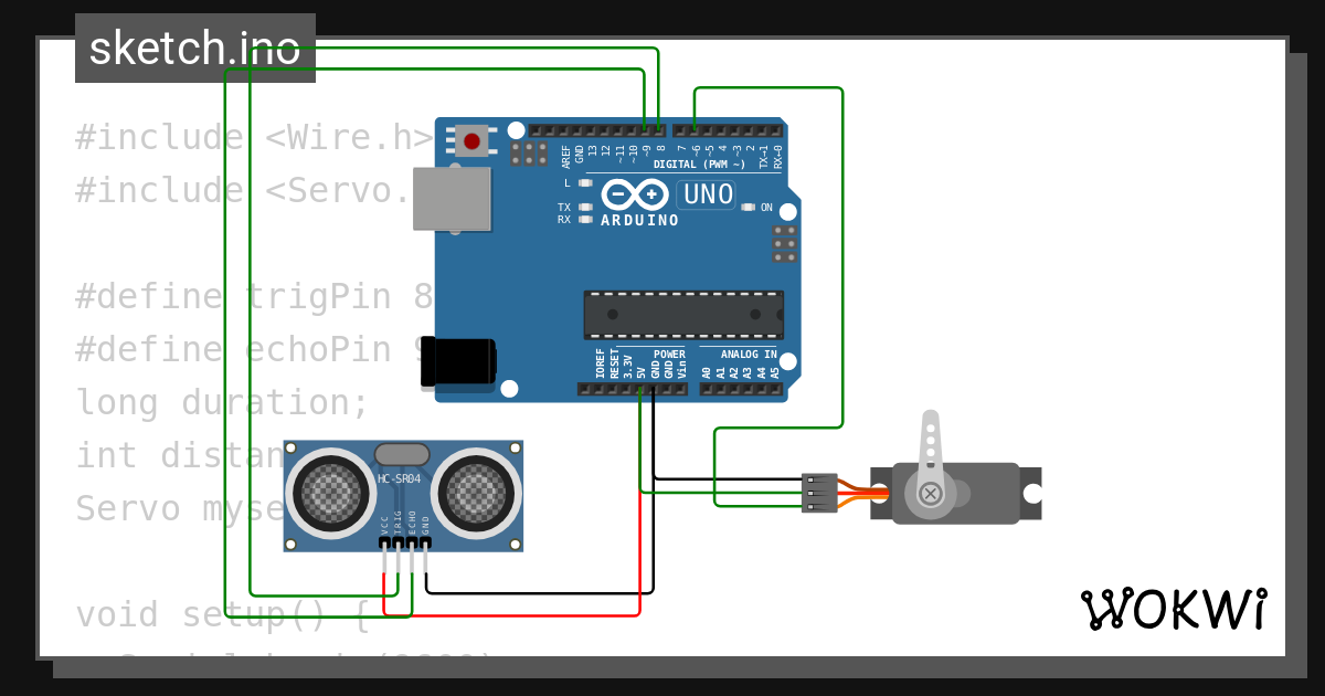 Ultrasonik Servo Wokwi Esp32 Stm32 Arduino Simulator 3645