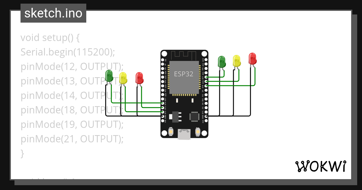 traffic signal - Wokwi ESP32, STM32, Arduino Simulator