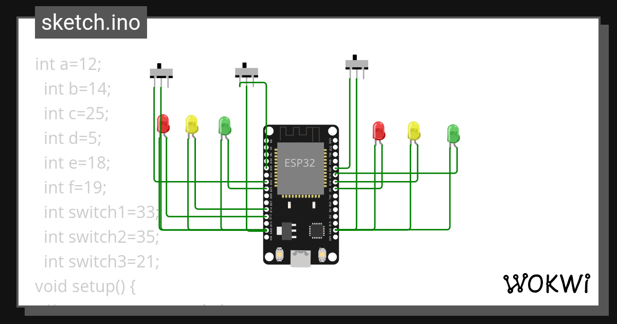 traffic led - Wokwi ESP32, STM32, Arduino Simulator