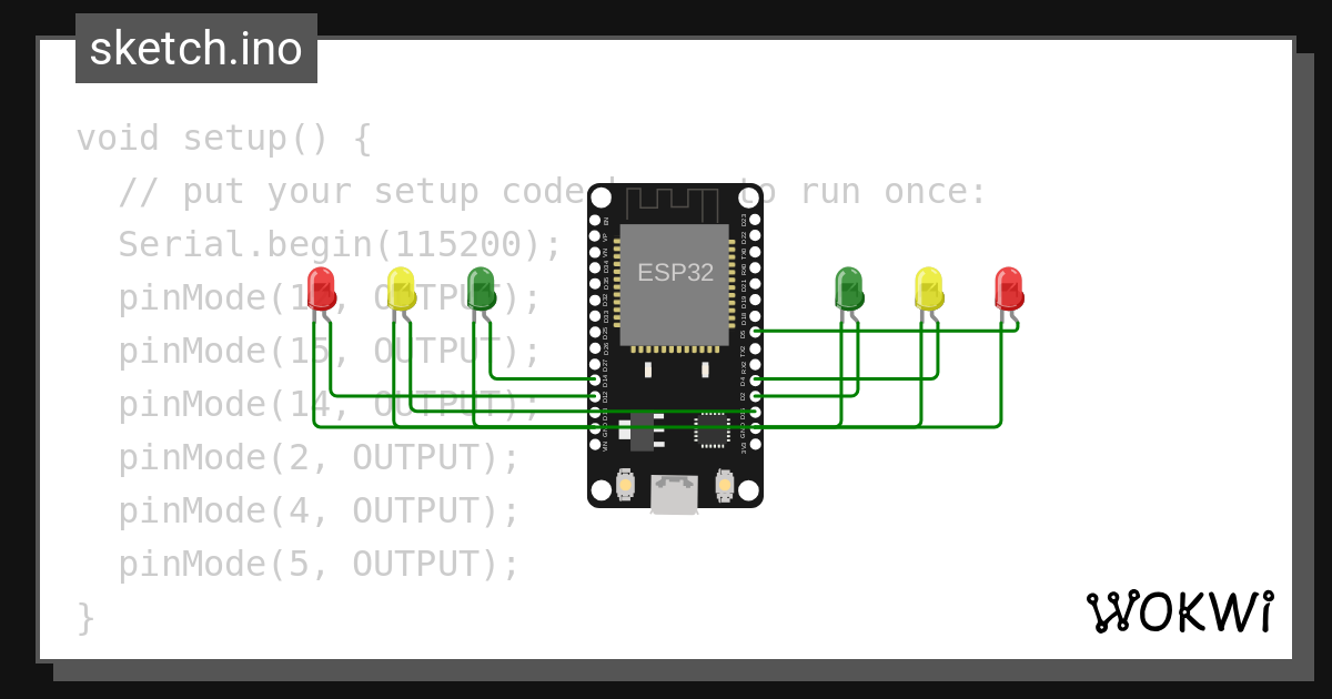 Traffic Signals Wokwi Esp32 Stm32 Arduino Simulator
