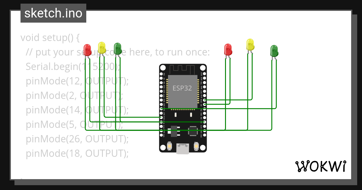 traffic light - Wokwi ESP32, STM32, Arduino Simulator