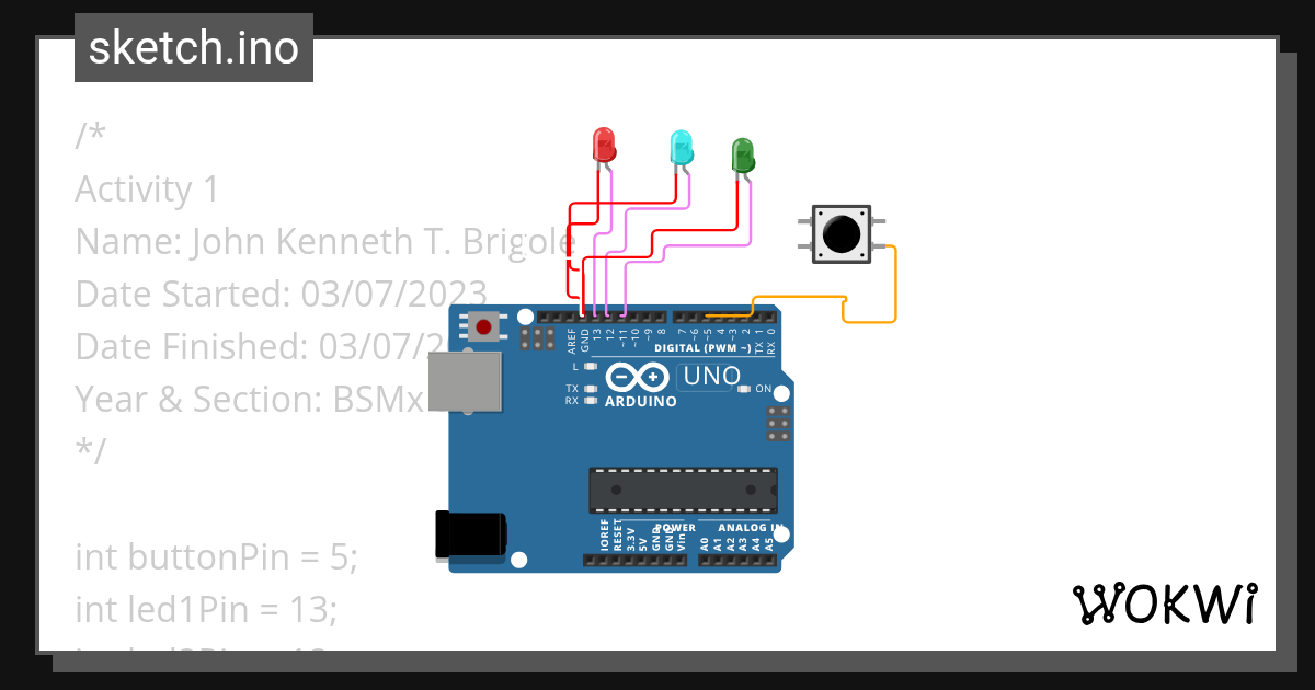 Brigole Activity 1 - Wokwi ESP32, STM32, Arduino Simulator