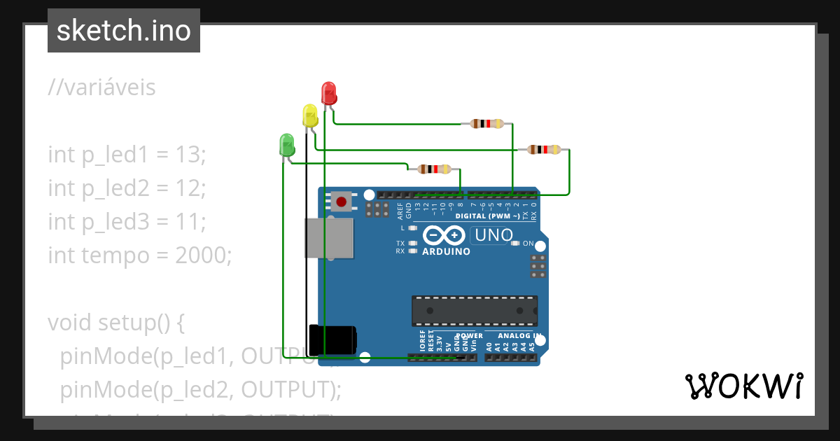 3.1 Simulador semáforo - Wokwi ESP32, STM32, Arduino Simulator