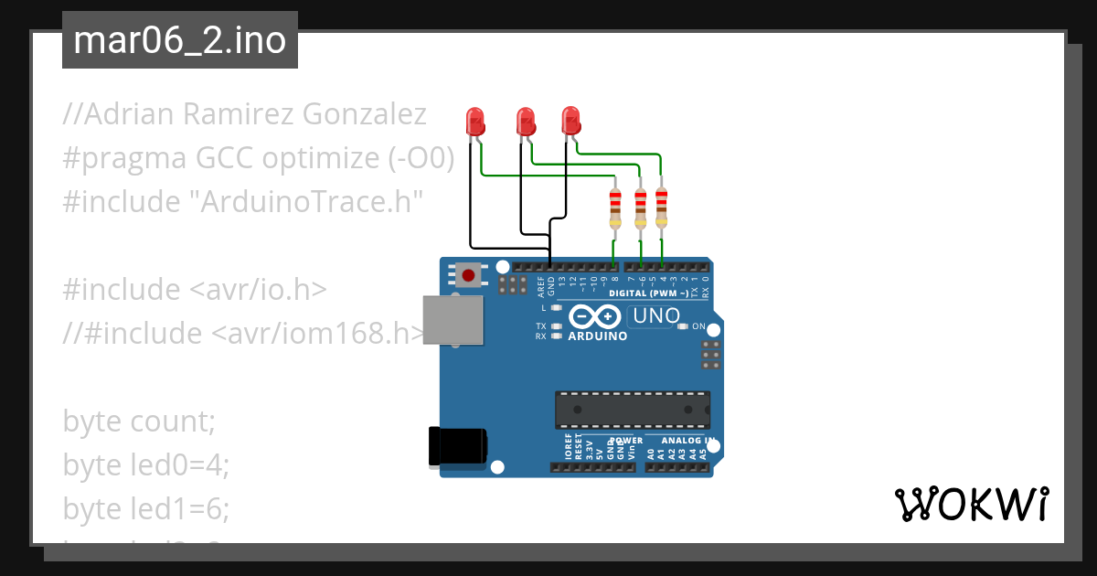 Tarea 10 - Contador 3 bits en lenguaje ensamblador - Wokwi ESP32, STM32, Arduino Simulator