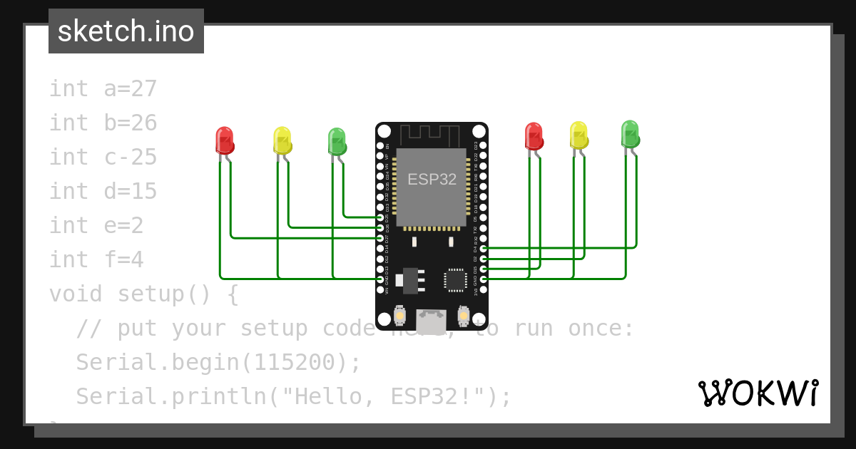 Trafic Light Wokwi Esp32 Stm32 Arduino Simulator 8548