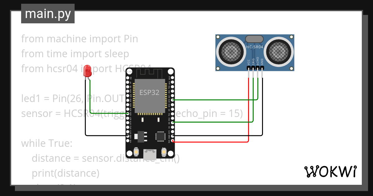 đèn khoảng cách - Wokwi ESP32, STM32, Arduino Simulator