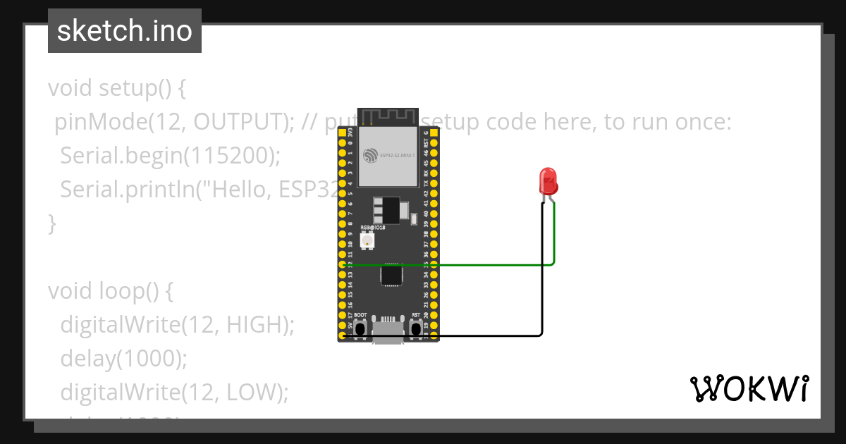 Esp 32 Led Blinking Wokwi Esp32 Stm32 Arduino Simulator