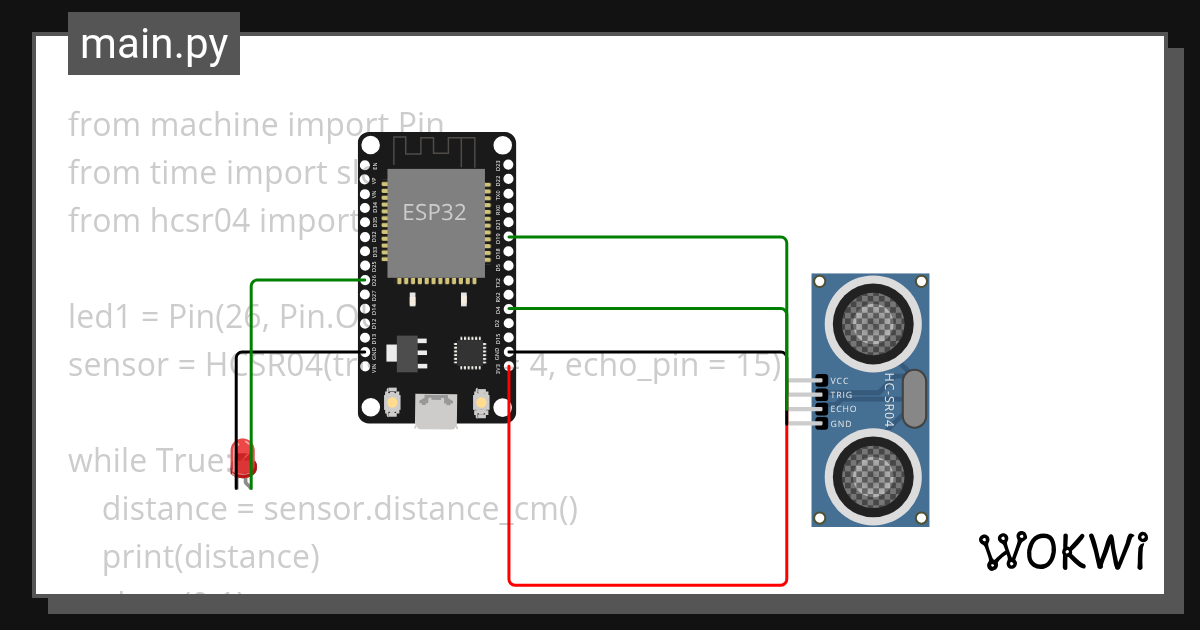 đèn khoảng cách 1 - Wokwi ESP32, STM32, Arduino Simulator
