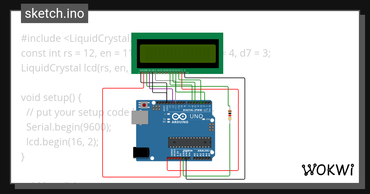 LCD_16x2 - Wokwi ESP32, STM32, Arduino Simulator