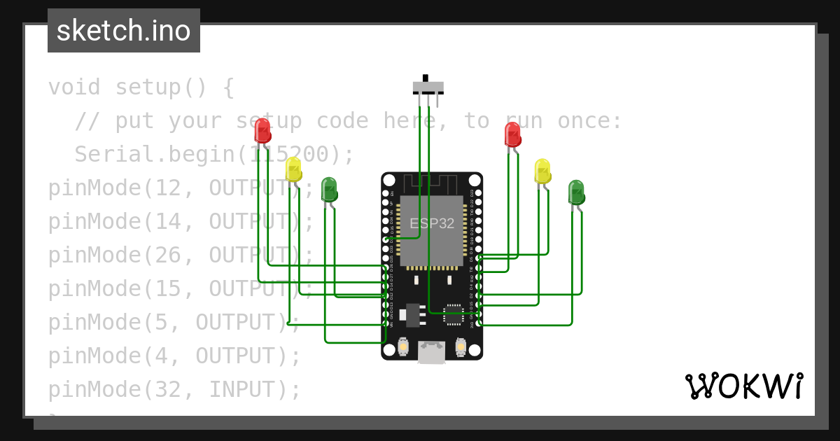 Day 1 Task 1 Traffic Signal Wokwi Esp32 Stm32 Arduino Simulator
