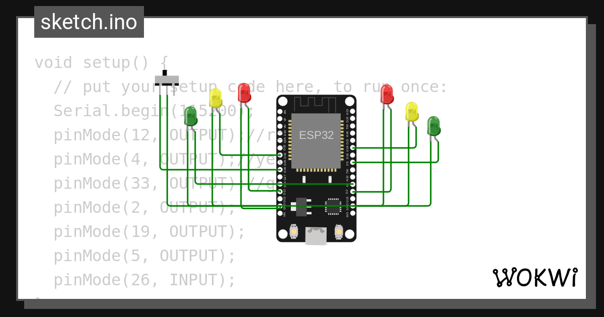 Traffic Signal Wokwi Esp32 Stm32 Arduino Simulator 6084
