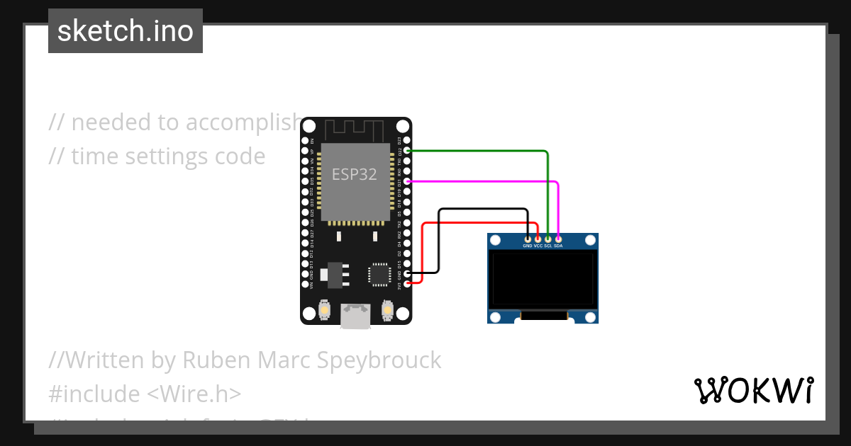 ESP 32 OLED SYSTEM TIME - Wokwi ESP32, STM32, Arduino Simulator