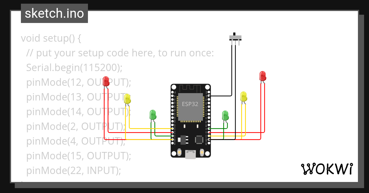 Traffic Signal - Wokwi ESP32, STM32, Arduino Simulator