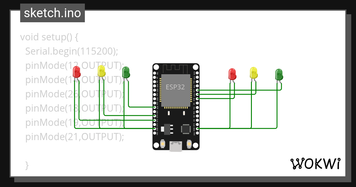 traffic light - Wokwi ESP32, STM32, Arduino Simulator