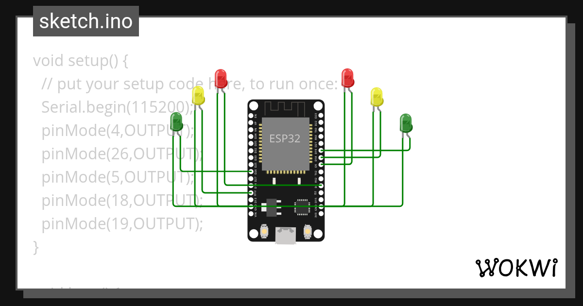 Traffic Signal Wokwi Esp32 Stm32 Arduino Simulator 