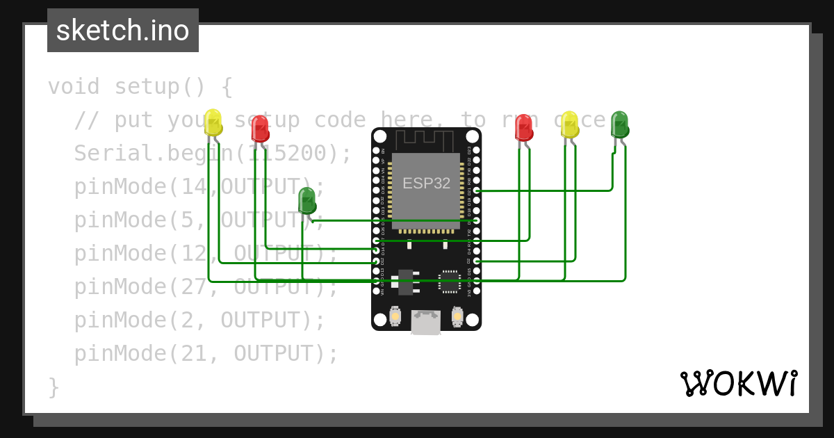 Traffic Signal Wokwi Esp32 Stm32 Arduino Simulator 4271