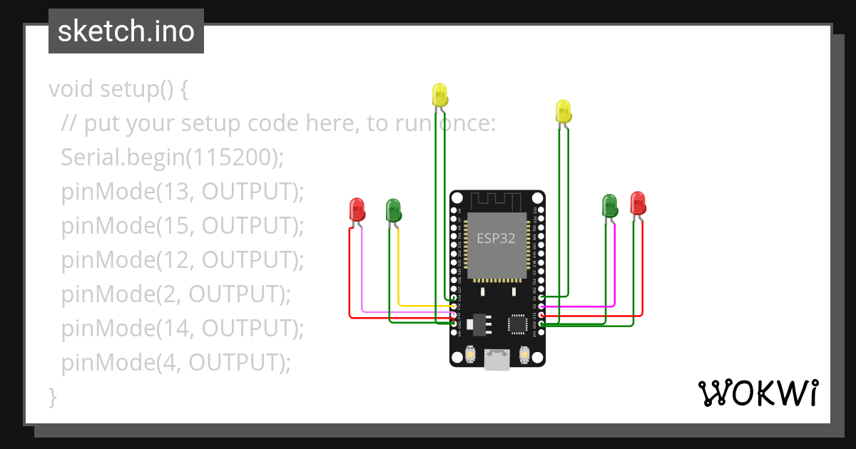 traffic signal - Wokwi ESP32, STM32, Arduino Simulator