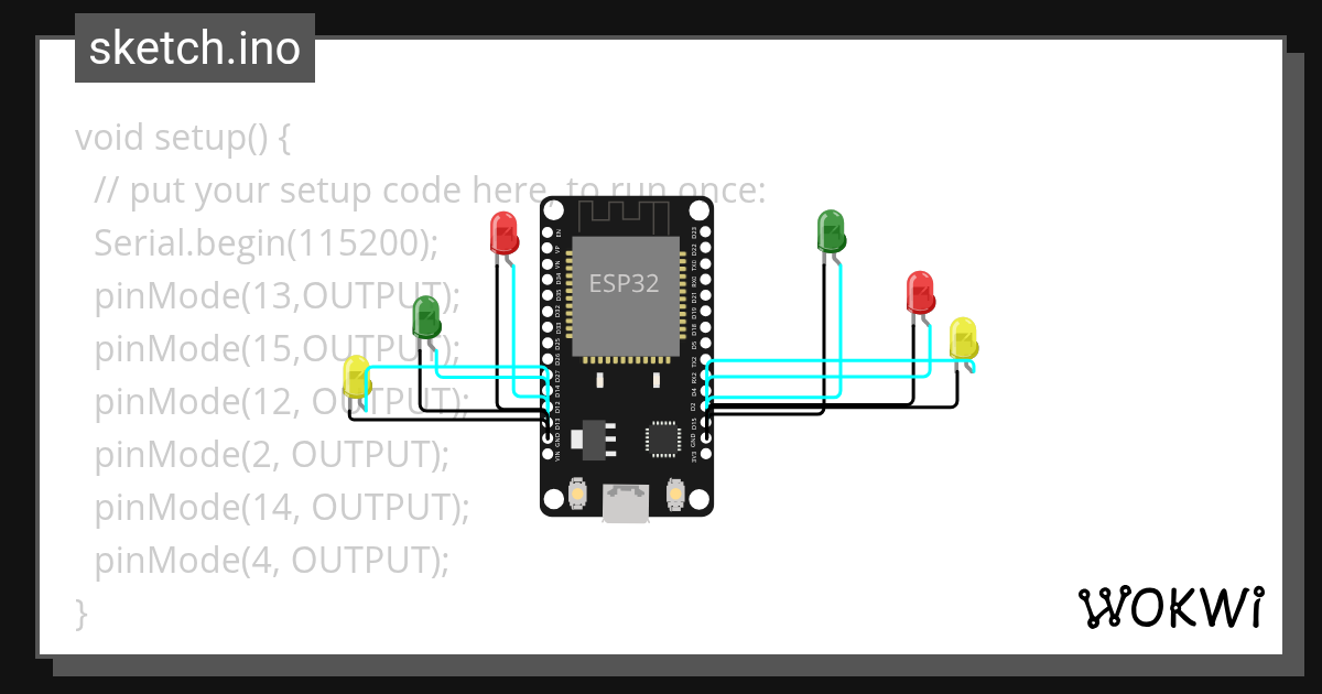 6led - Wokwi ESP32, STM32, Arduino Simulator
