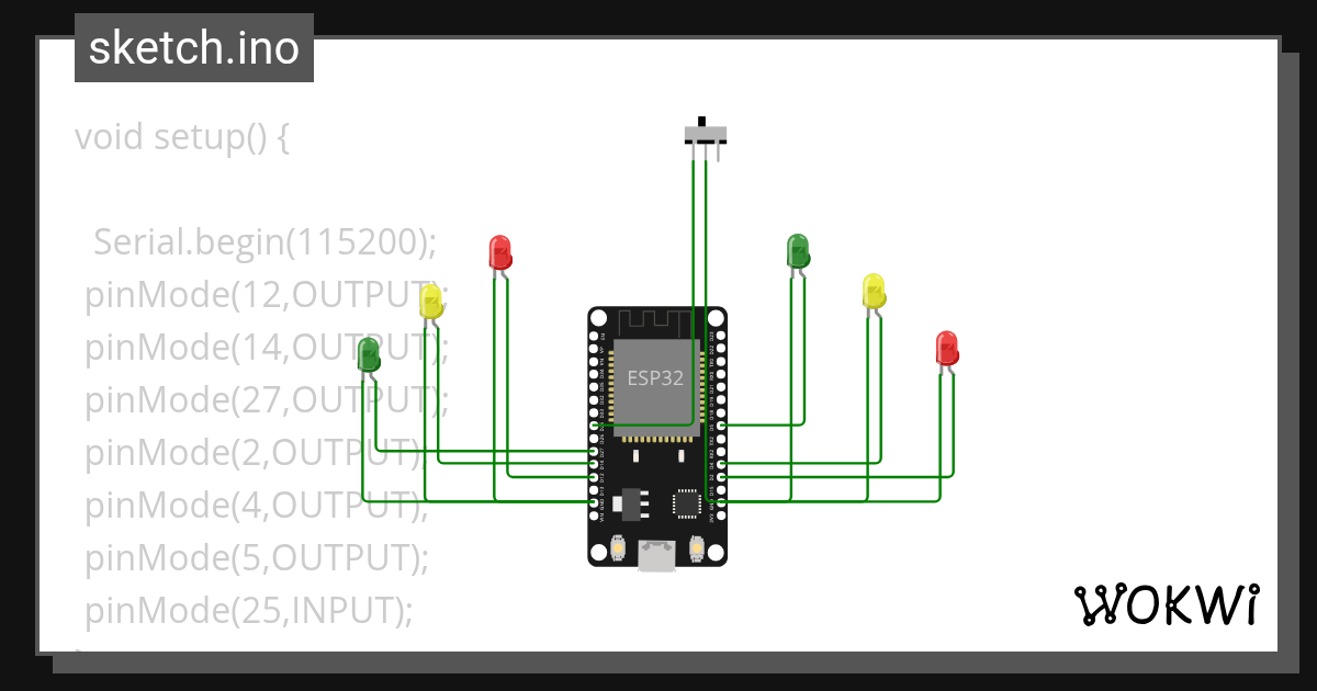 traffic switch - Wokwi ESP32, STM32, Arduino Simulator