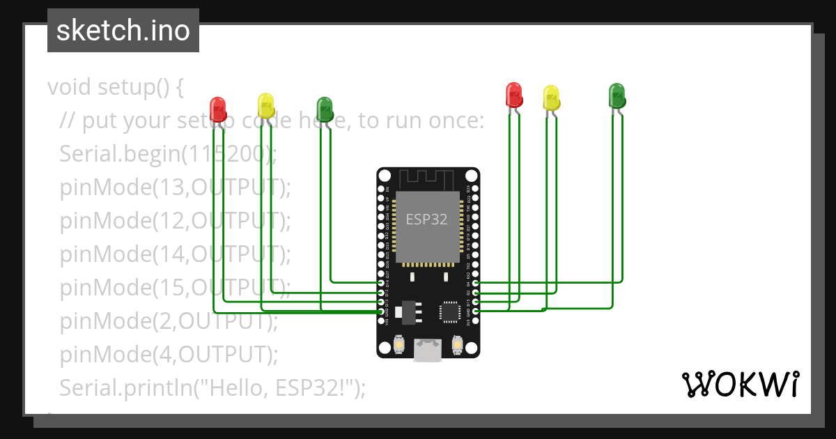 Traffic light - Wokwi ESP32, STM32, Arduino Simulator