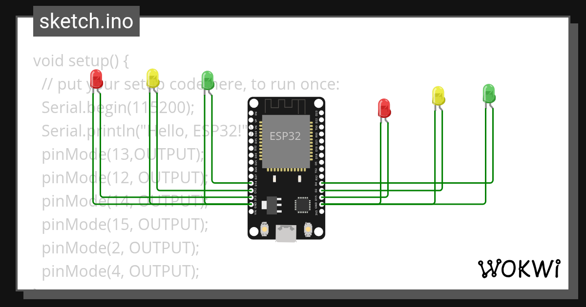 Traffic Light Wokwi Esp32 Stm32 Arduino Simulator 