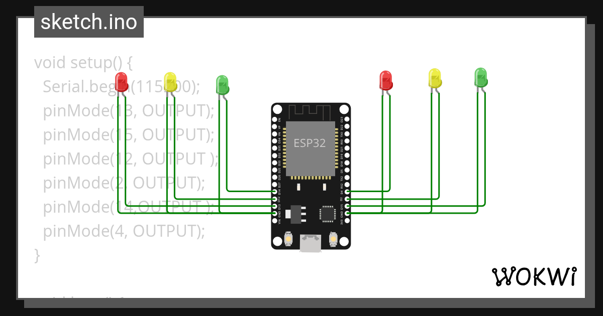 Traffic Light Wokwi Esp32 Stm32 Arduino Simulator 3442