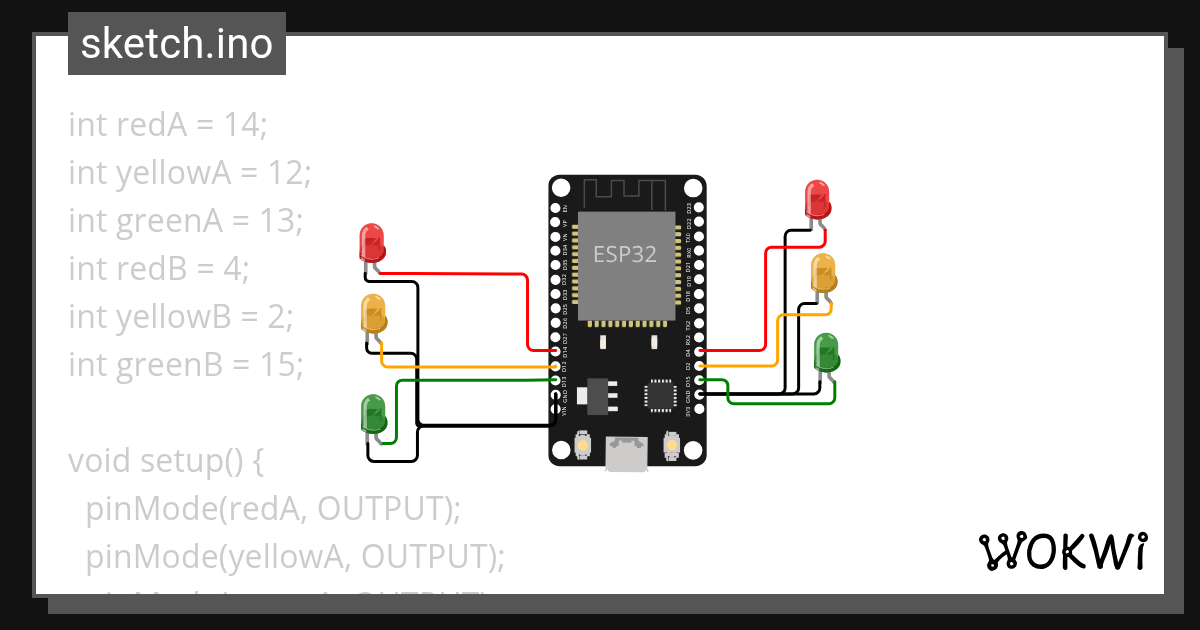 Traffic Light Wokwi Esp32 Stm32 Arduino Simulator 1206