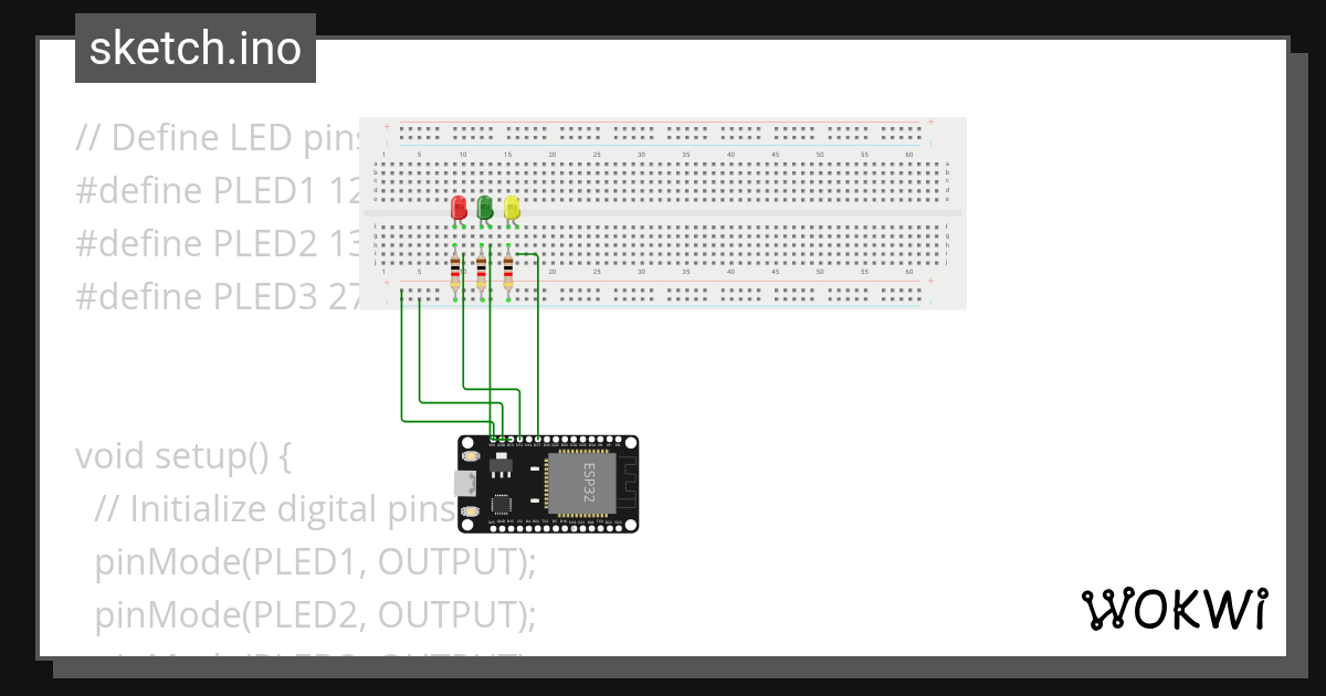 1104a024 1紅綠燈 Wokwi Esp32 Stm32 Arduino Simulator 
