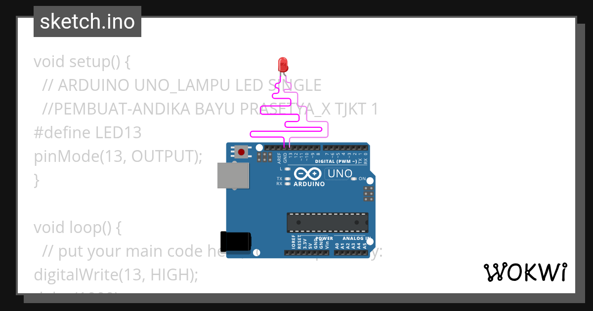 LAMPU LED SINGLE - Wokwi ESP32, STM32, Arduino Simulator