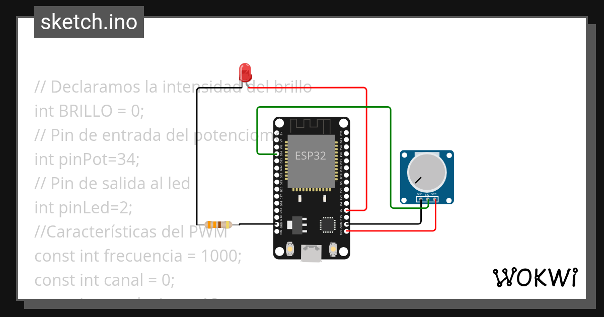 LECTOR DE DATOS ANALOGICOS DE UN POTENCIOMETRO - Wokwi ESP32, STM32, Arduino Simulator
