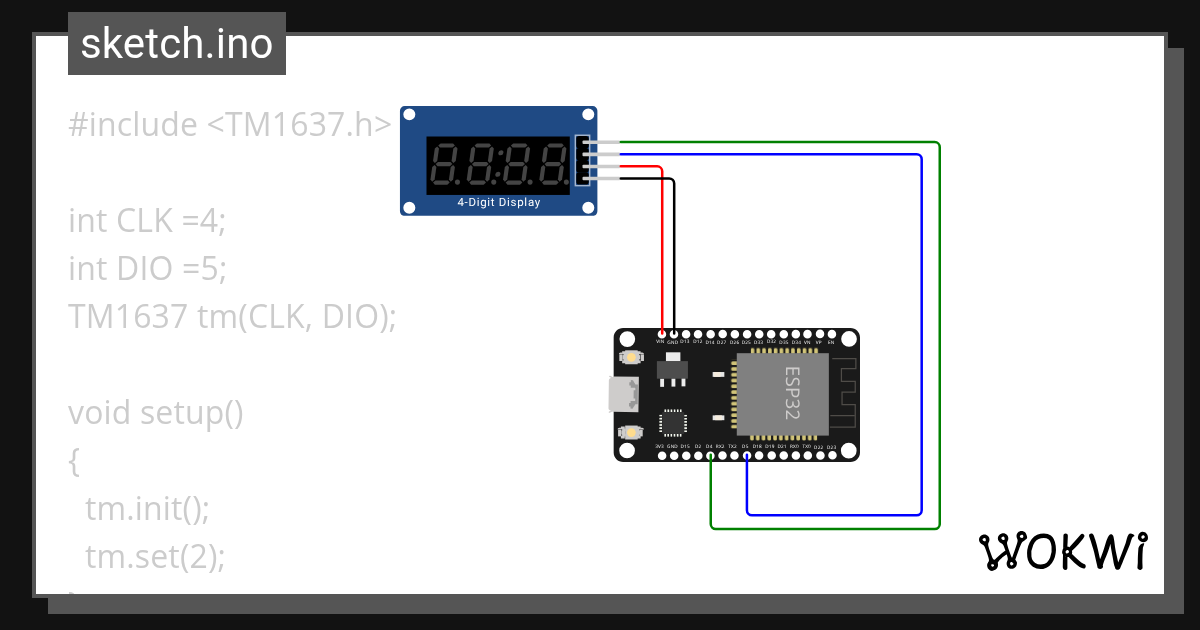 บทที่6 Tm1637 Wokwi Esp32 Stm32 Arduino Simulator 2359