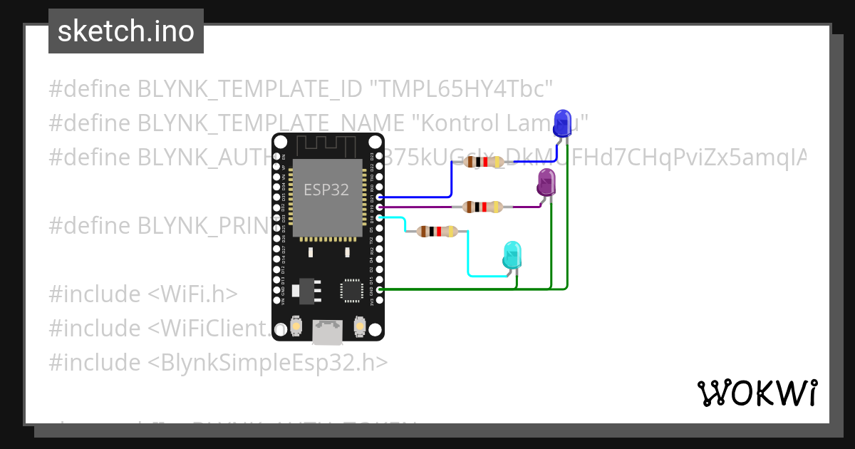 Kontrol Lampu - Wokwi ESP32, STM32, Arduino Simulator