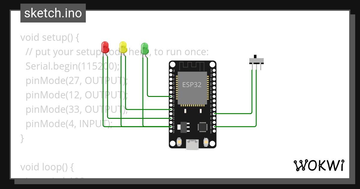 Traffic Signal by Sherin - Wokwi ESP32, STM32, Arduino Simulator