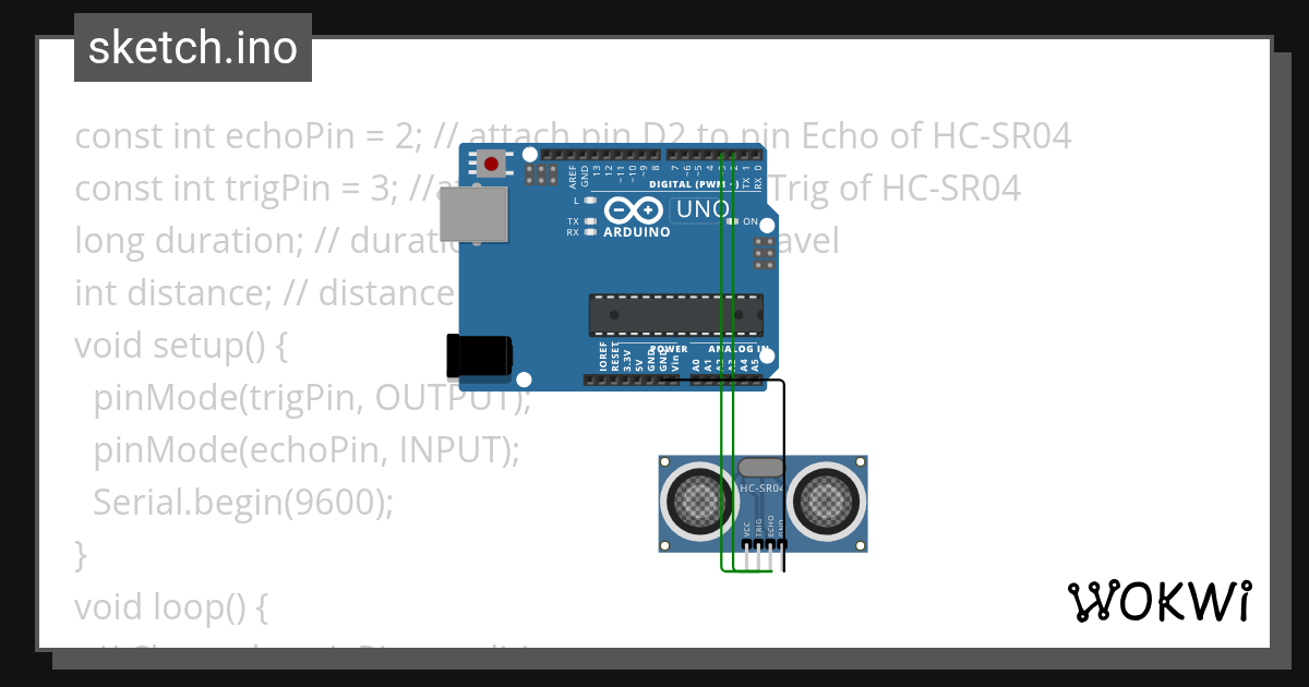Ultrasonic Distance Sensor - Wokwi ESP32, STM32, Arduino Simulator