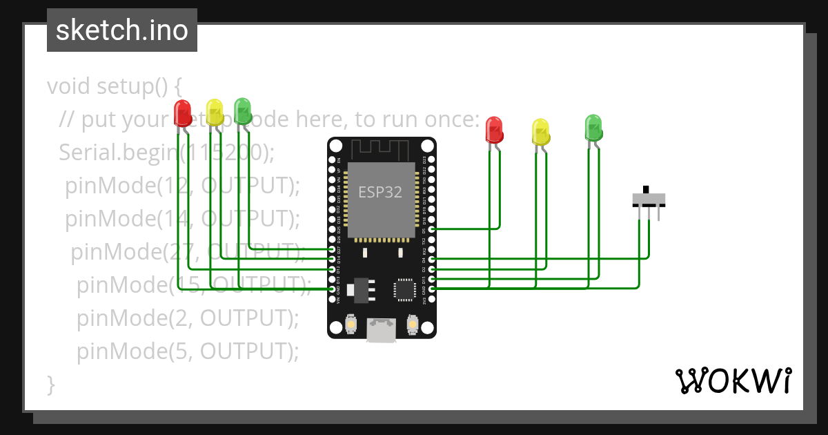 Traffic light - Wokwi ESP32, STM32, Arduino Simulator