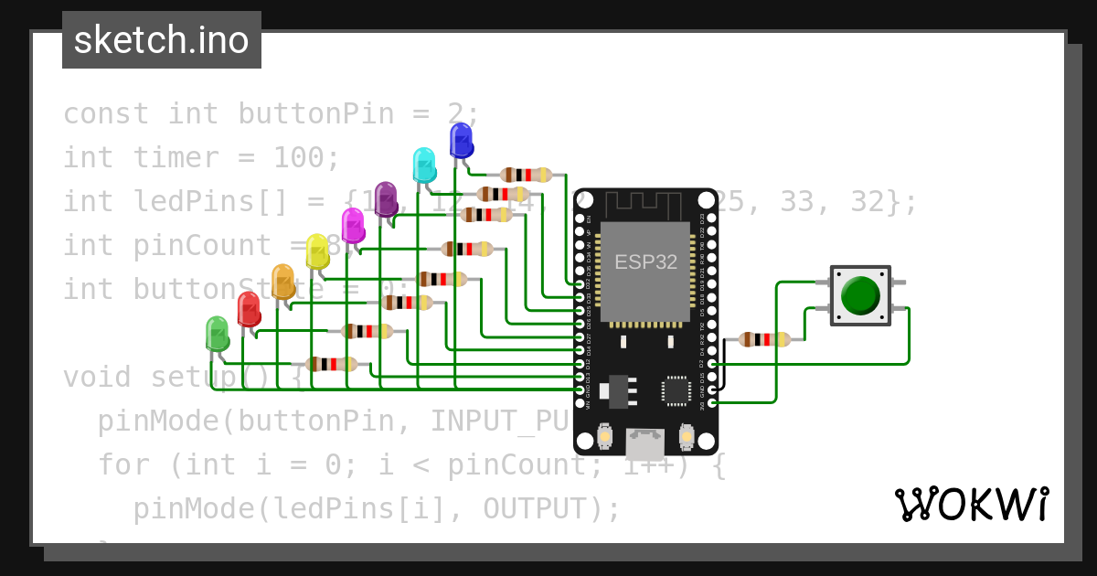 Looplicht Programma Wokwi Esp32 Stm32 Arduino Simulator 7195