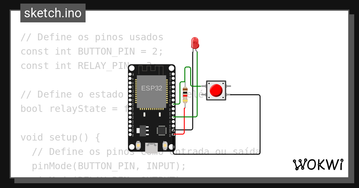 BotÃo Ligardesligar Wokwi Arduino And Esp32 Simulator