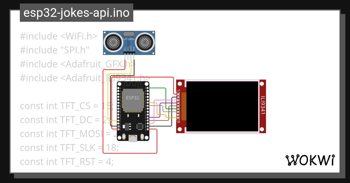 tftwith ultrasonic - Wokwi ESP32, STM32, Arduino Simulator