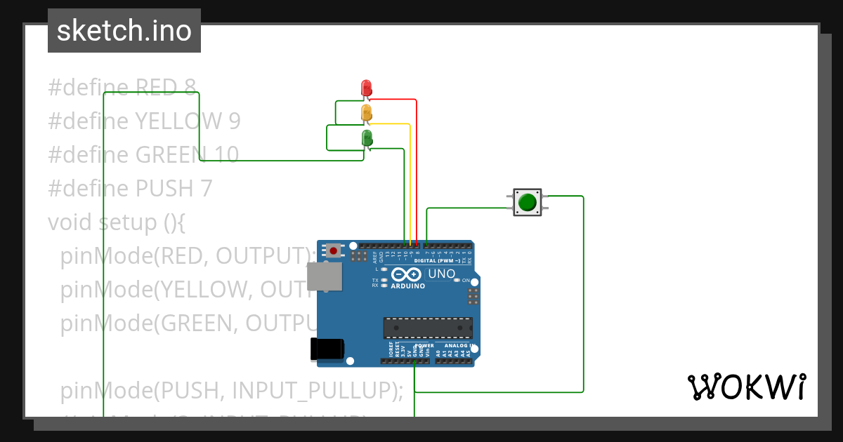 Traffic Lights While Wokwi Esp32 Stm32 Arduino Simulator 4518