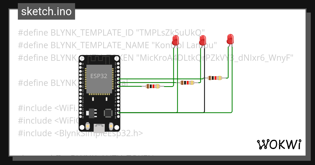 Praktikum 3 led - Wokwi ESP32, STM32, Arduino Simulator