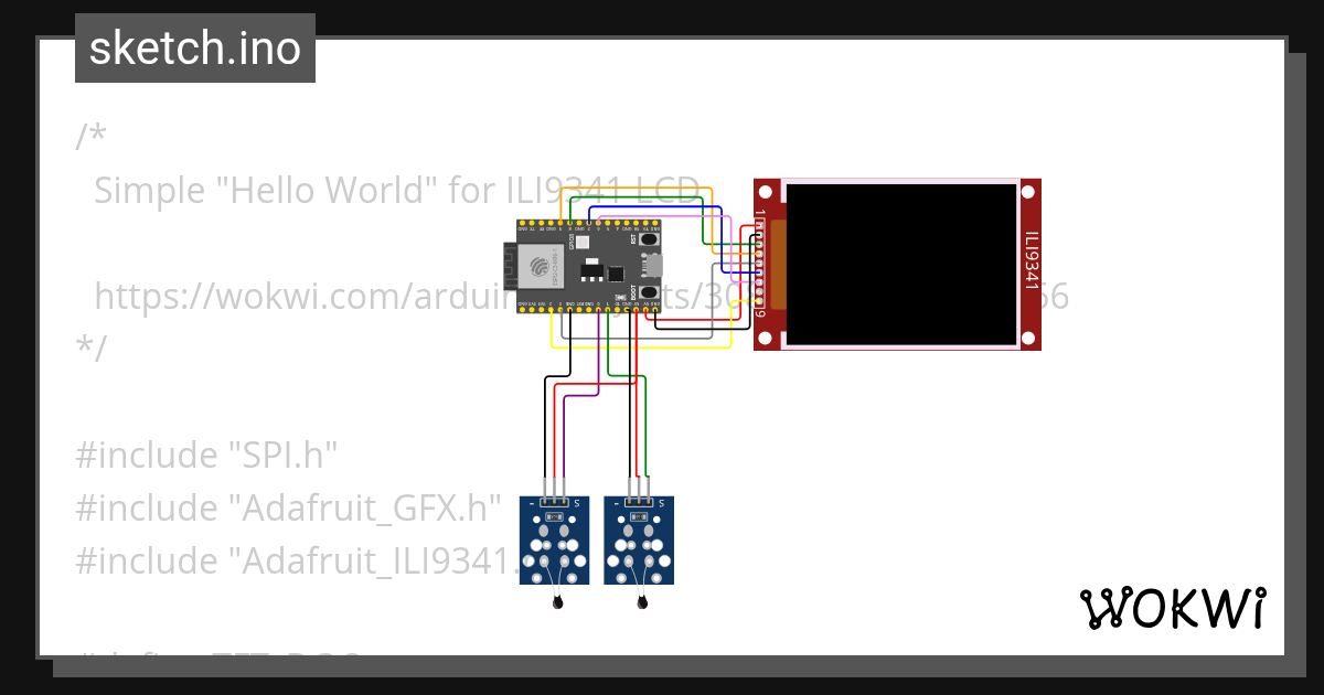 TFT ESP32-C3 - 2 sesory analog - Wokwi ESP32, STM32, Arduino Simulator